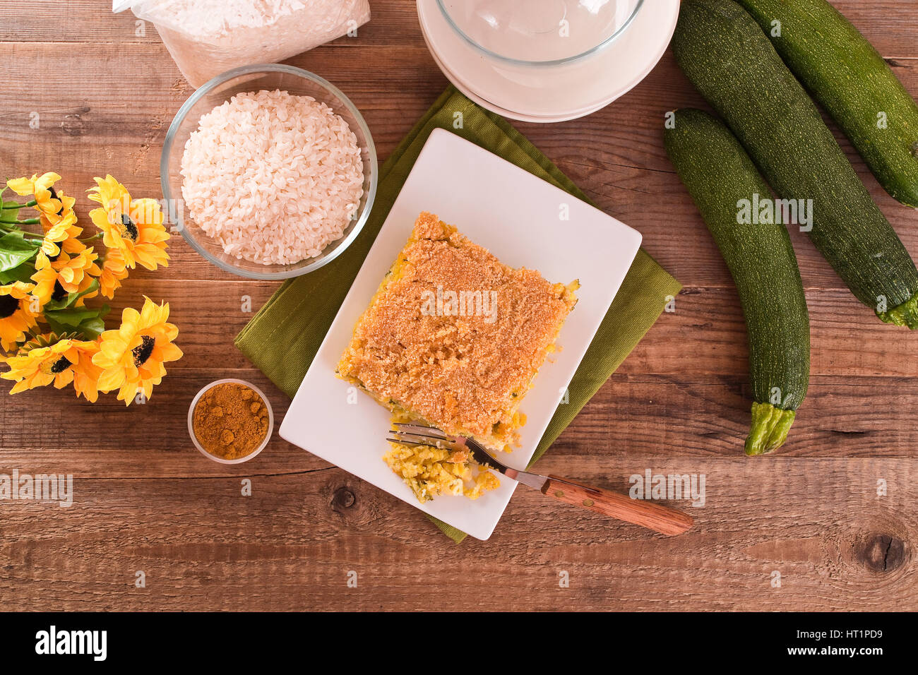 Rice timbale with zucchini Stock Photo - Alamy