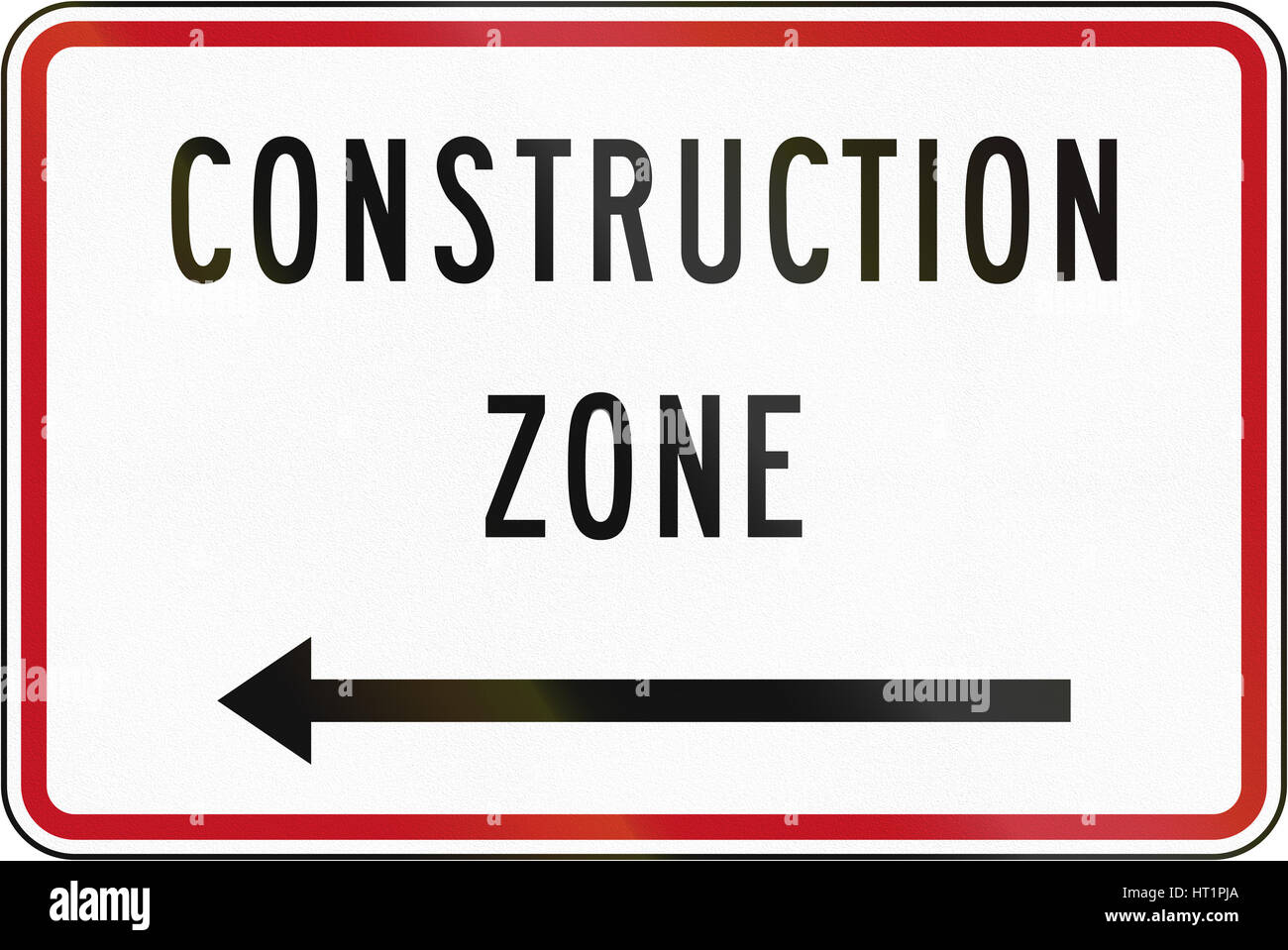 New Zealand road sign - Construction zone (with arrow pointing left ...