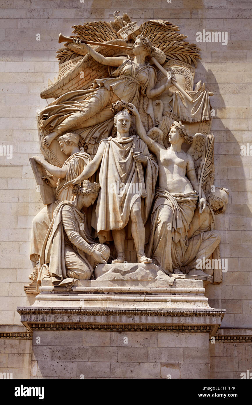 Arc de Triomphe in Paris Arch of Triumph detail at France Stock Photo ...