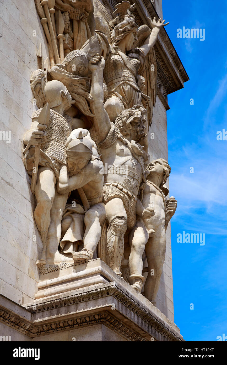 Arc de Triomphe in Paris Arch of Triumph detail at France Stock Photo ...