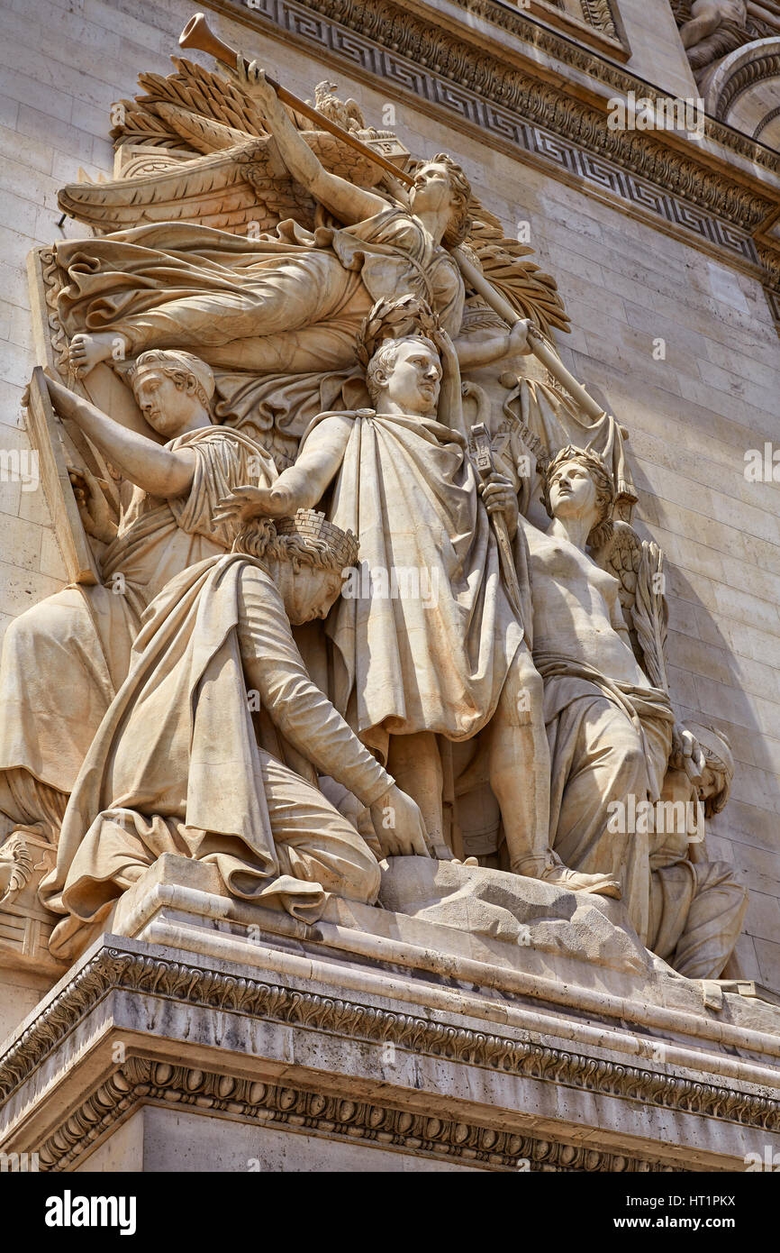 Arc de Triomphe in Paris Arch of Triumph detail at France Stock Photo ...