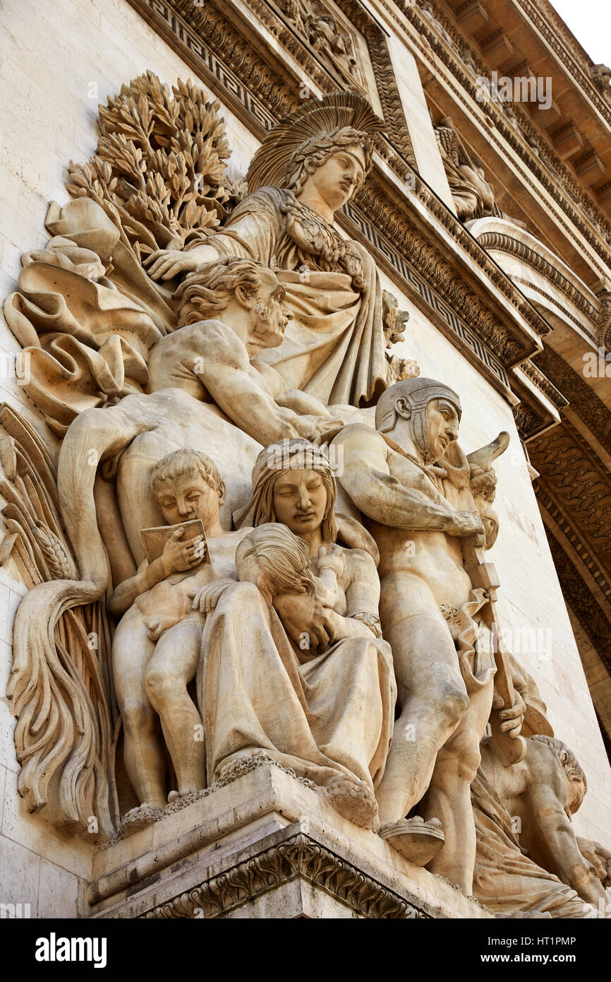 Arc de Triomphe in Paris Arch of Triumph detail at France Stock Photo ...