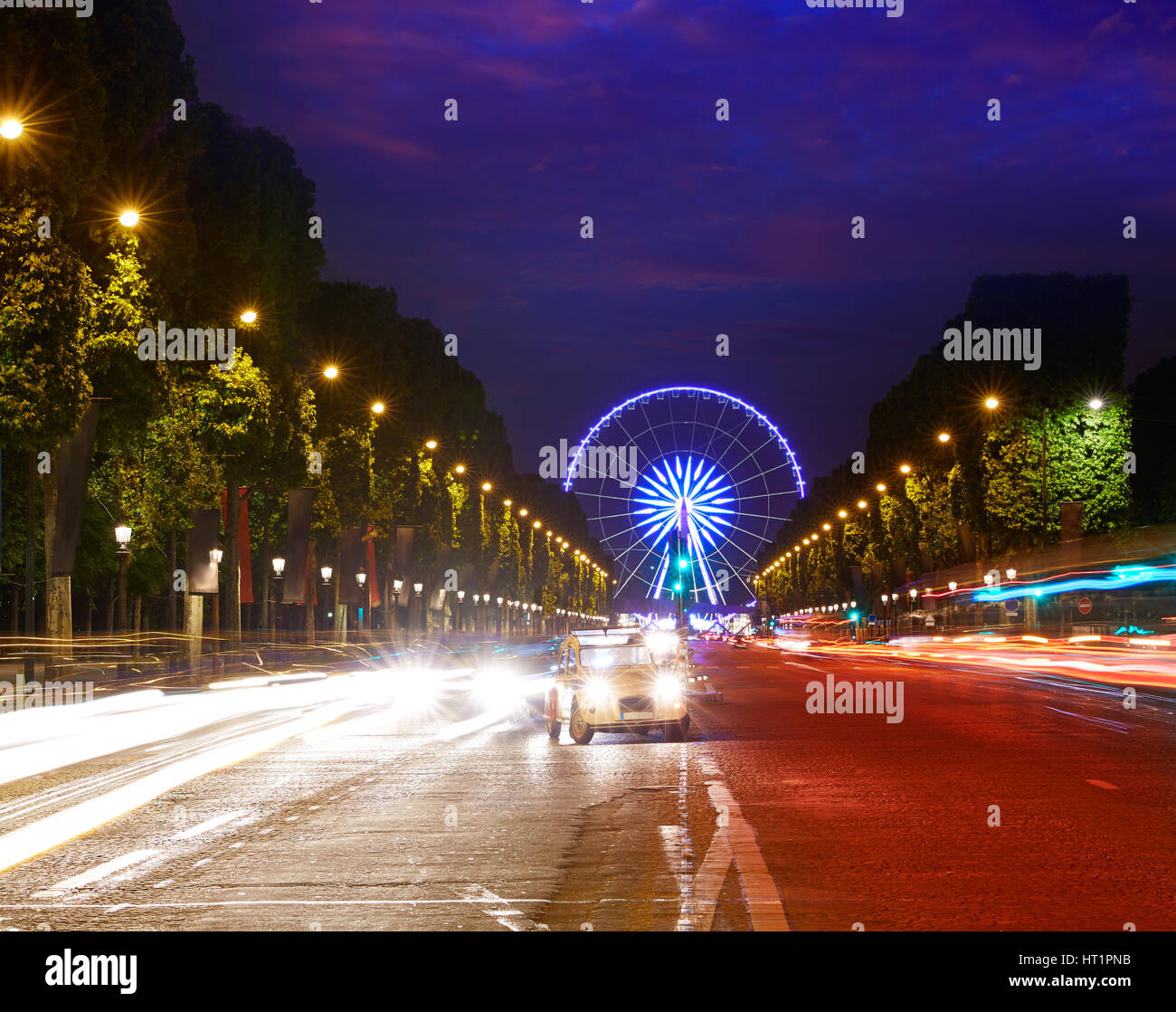 Champs Elysees in Paris and Concorde sunset at France Stock Photo - Alamy