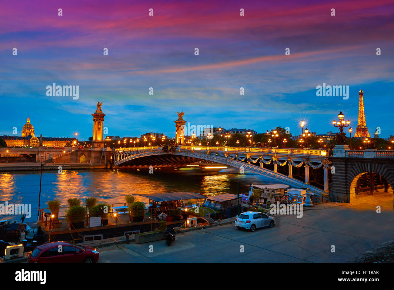 Pont Alexandre III in Paris France sunset over Seine river Stock Photo ...