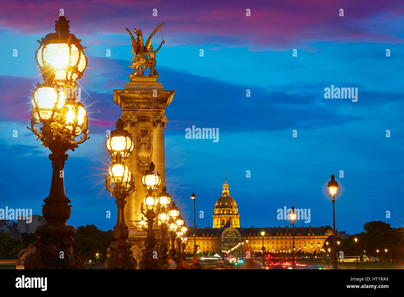 Pont Alexandre III in Paris France sunset over Seine river Stock Photo ...
