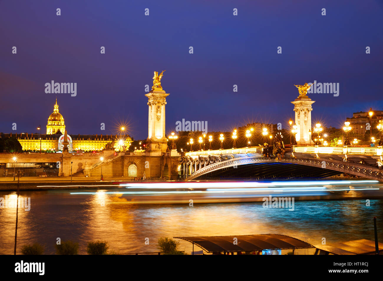 Pont Alexandre III in Paris France sunset over Seine river Stock Photo ...