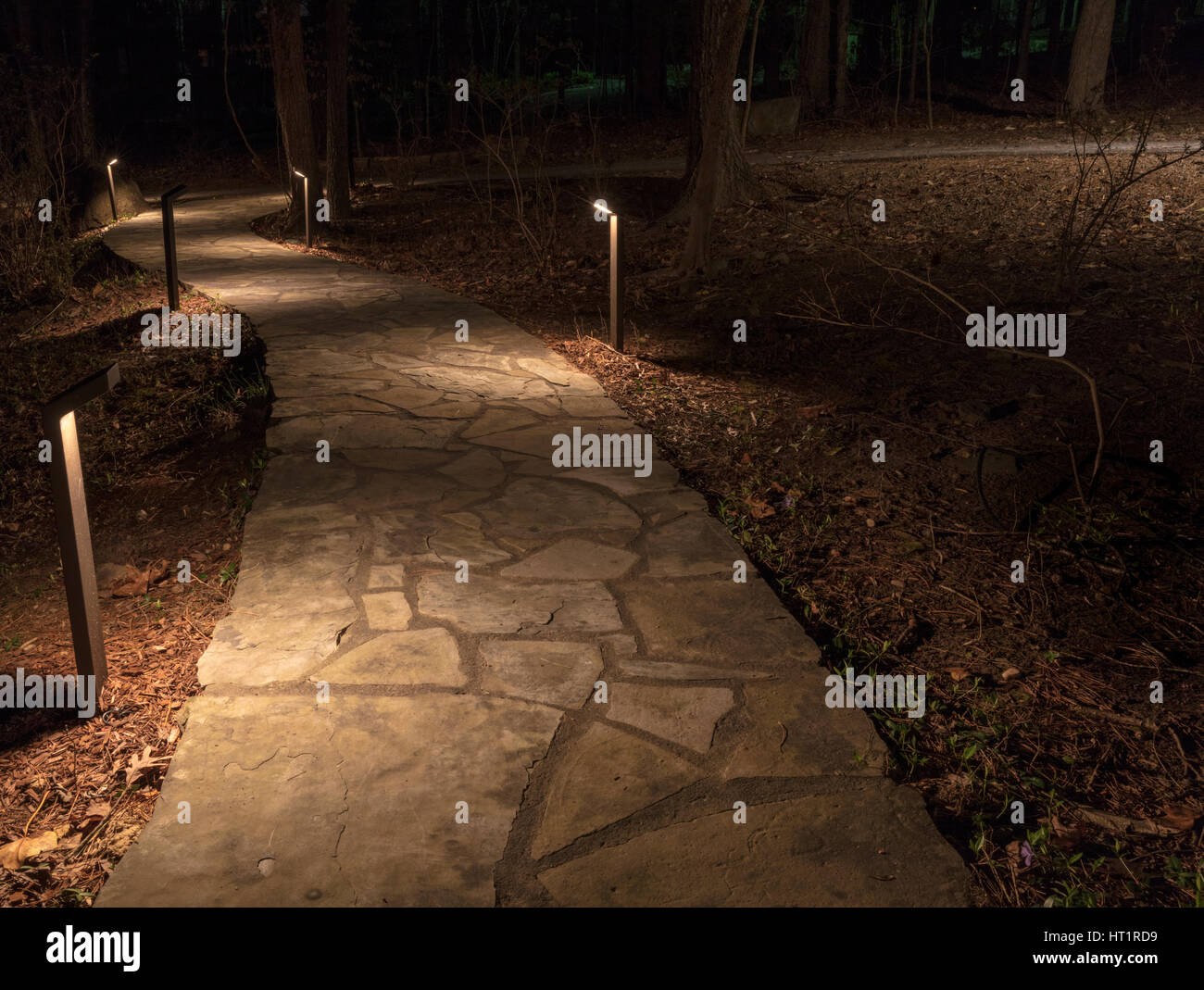 Illuminated Stone Path Stock Photo - Alamy