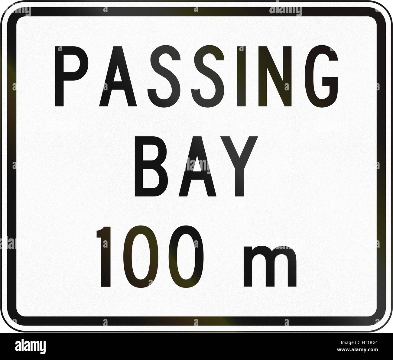 New Zealand road sign - Passing bay ahead in 100 metres Stock Photo - Alamy