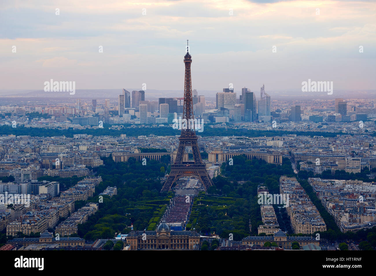 Eiffel Tower in Paris aerial sunset at France Stock Photo - Alamy