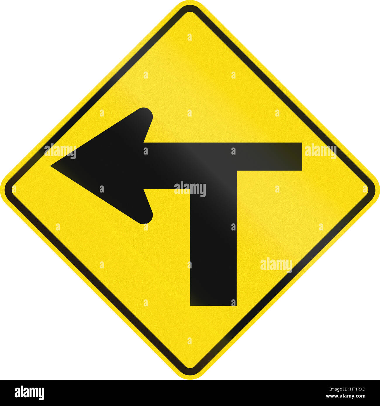 New Zealand road sign - T Junction controlled (priority turns left ...