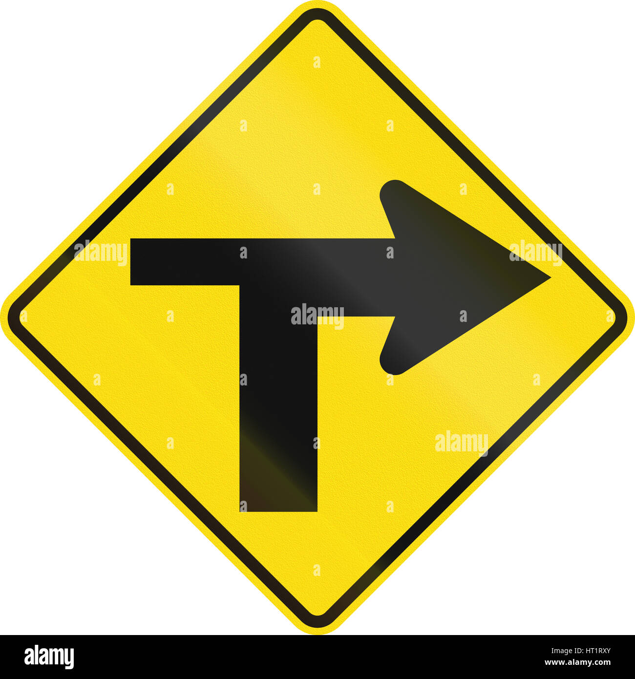 New Zealand road sign - T Junction controlled (priority turns right ...