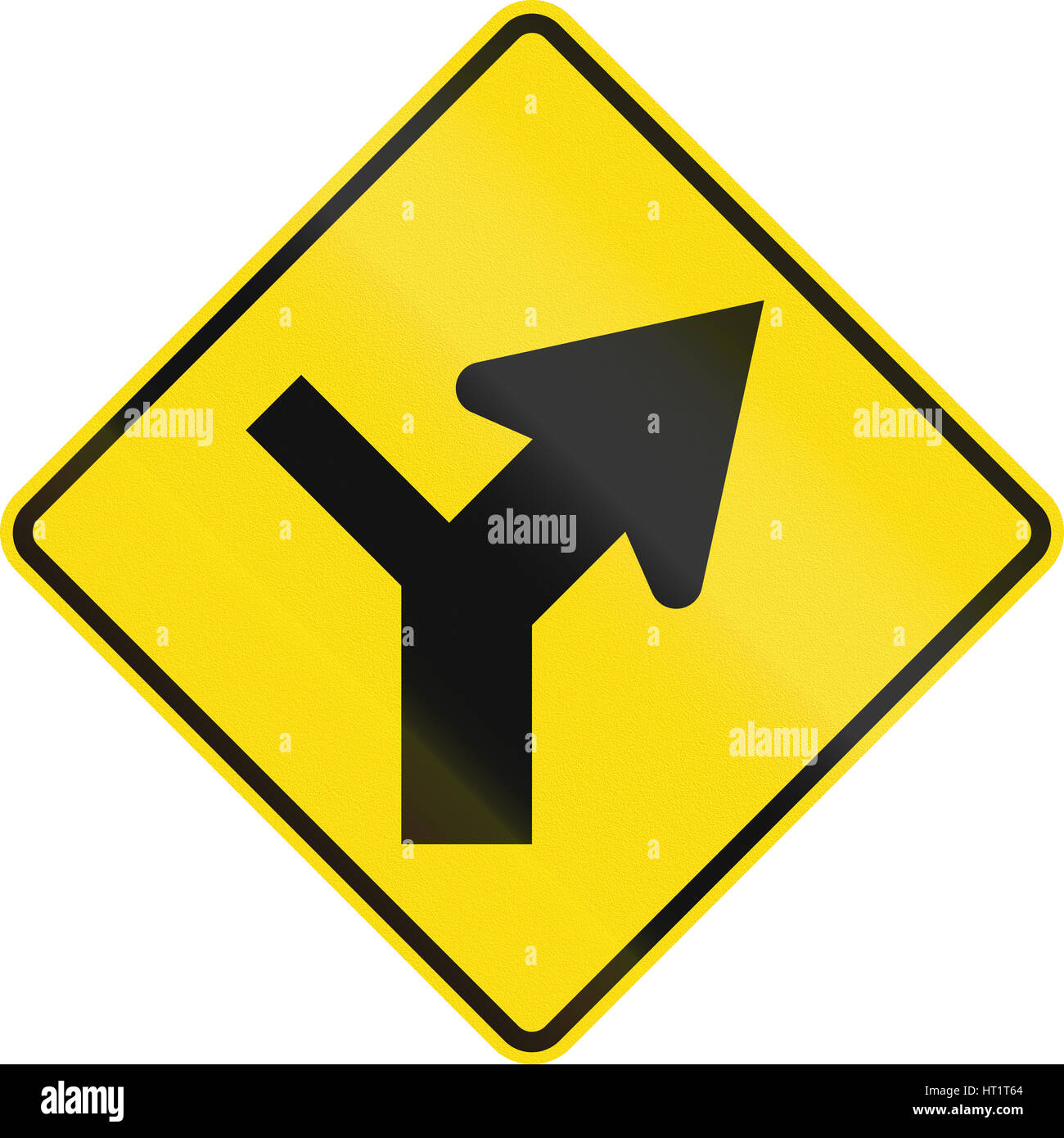 New Zealand road sign - Y Junction controlled on left Stock Photo - Alamy