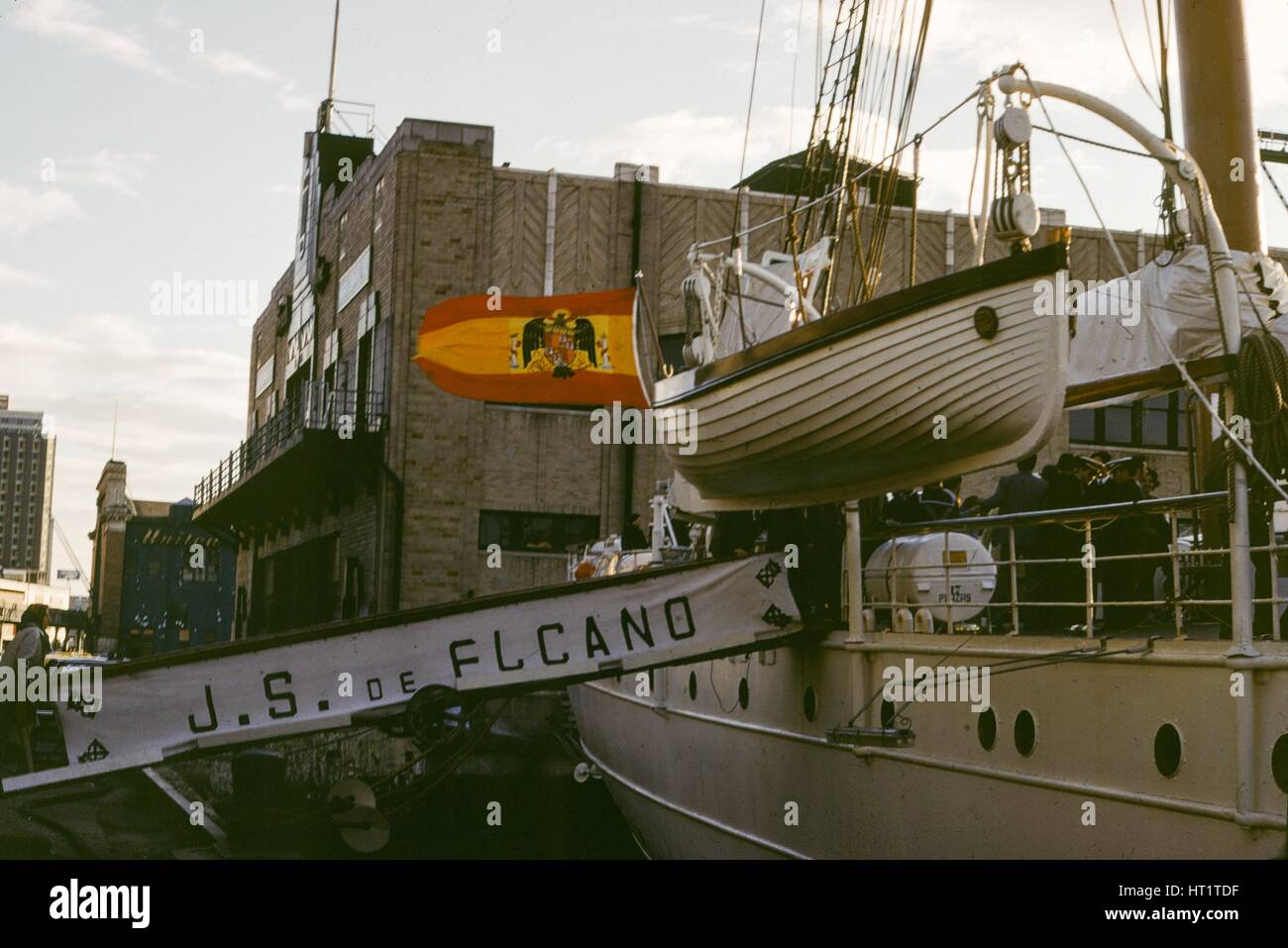 Rear portion of the Spanish navy training ship Juan Sebastian Elcano, a ...