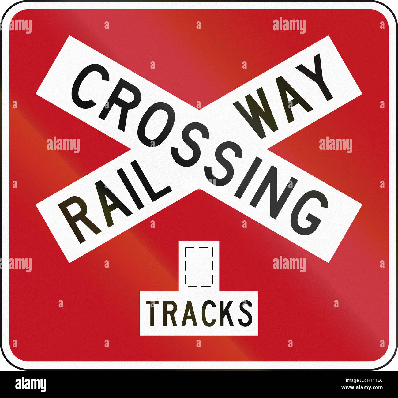 New Zealand road sign PW-14b - Railway crossbuck (multiple tracks Stock ...