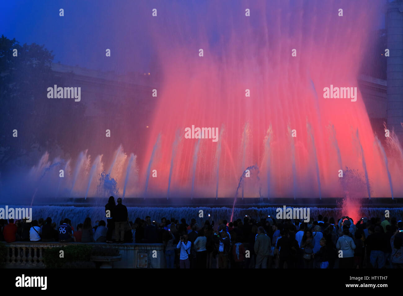Fountains of the Font Magica in Barcelona at night, Spain Stock Photo ...