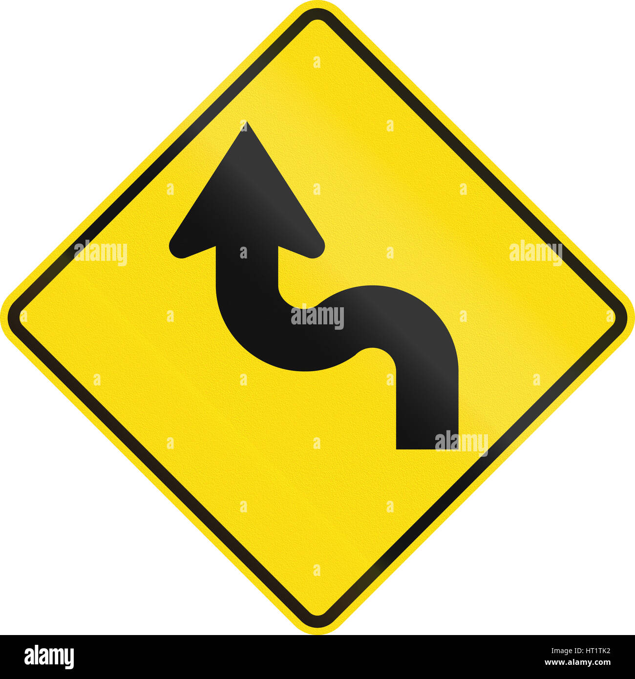 Left Curve Sign Road Sign Warning Of Dangerous Left Curve Icon Sign.