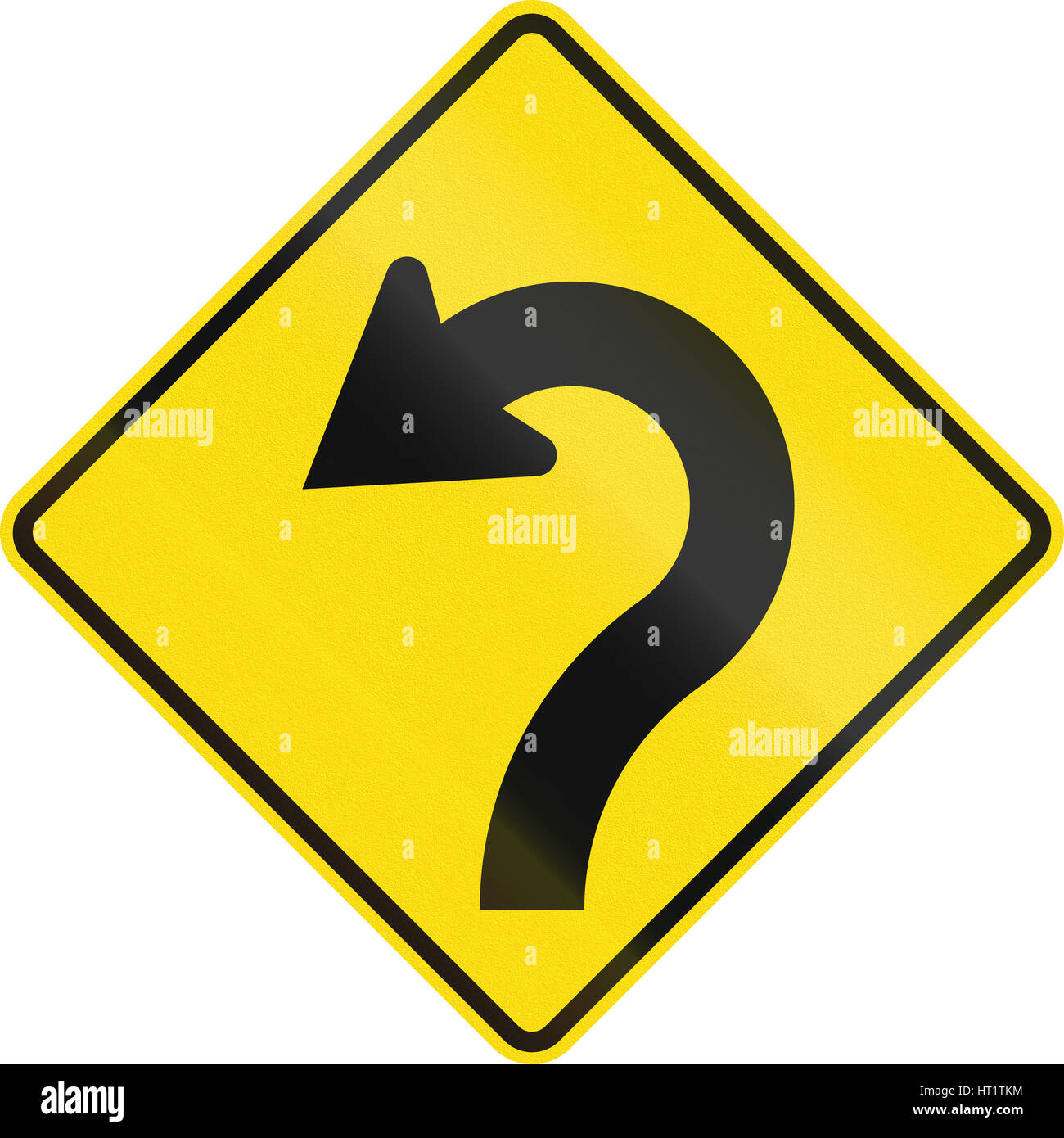 New Zealand road sign - Reverse curve with decreasing radii, to left ...