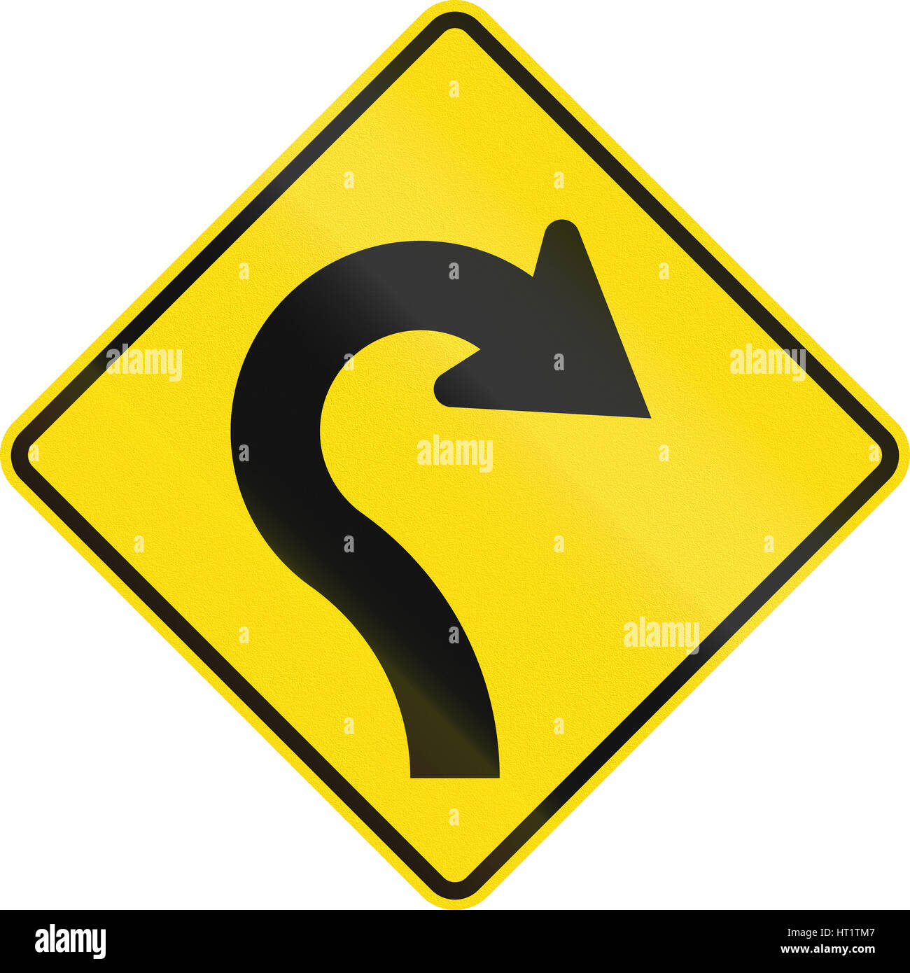 New Zealand road sign - Reverse curve with decreasing radii, to right ...