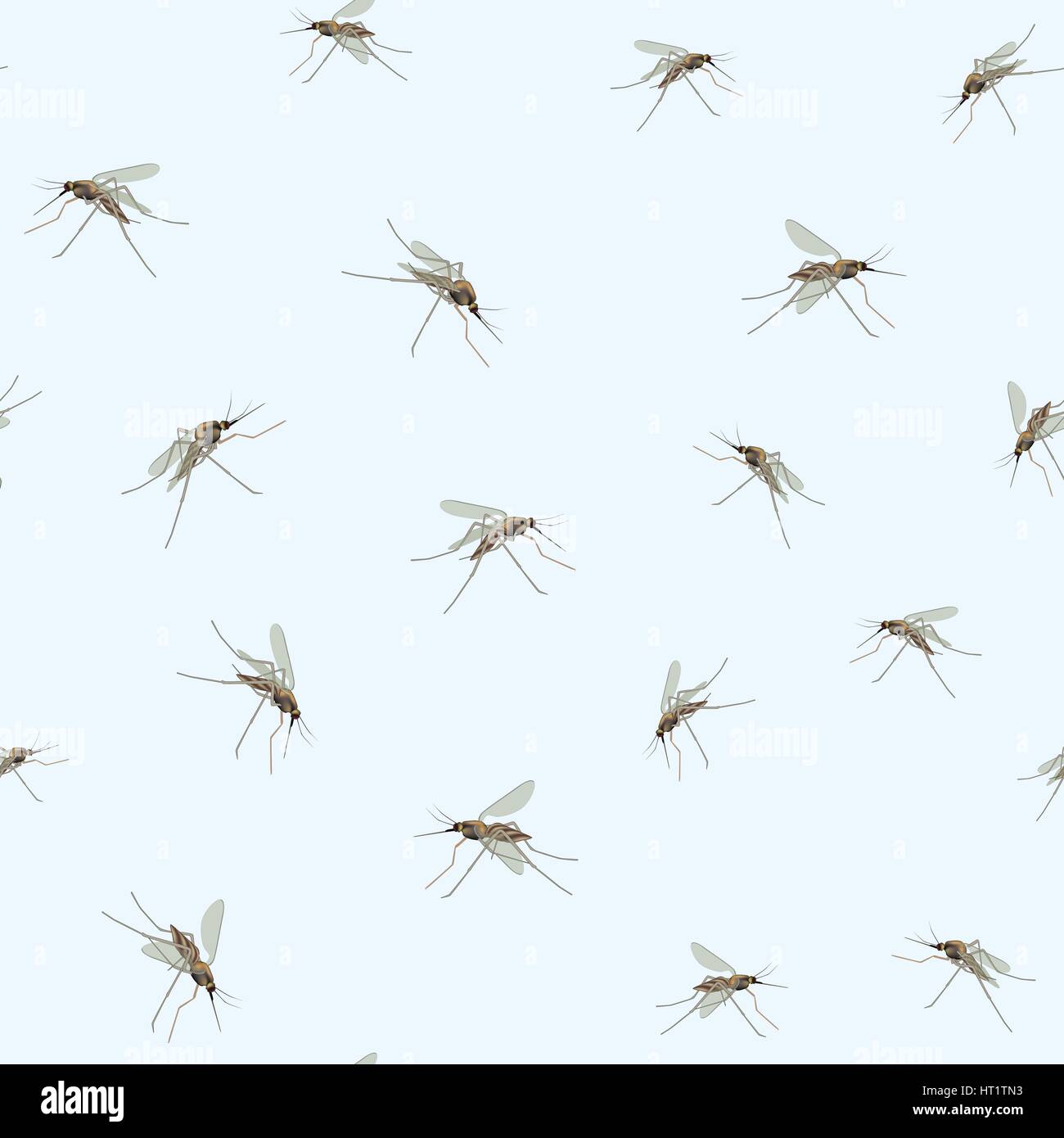 Mosquitoes Seamless Wallpaper. Mosquitoes isolated on blue sky ...