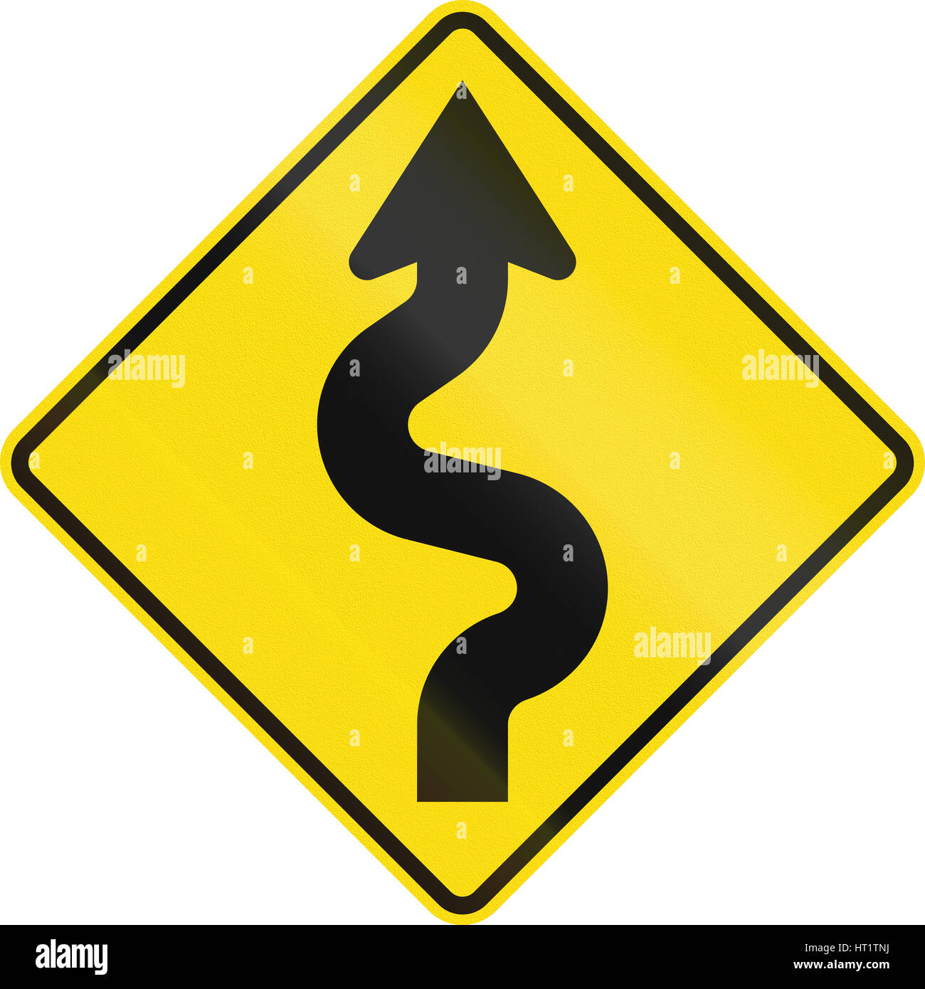 New Zealand road sign - Reverse curves (less than 1km in extent) ahead ...