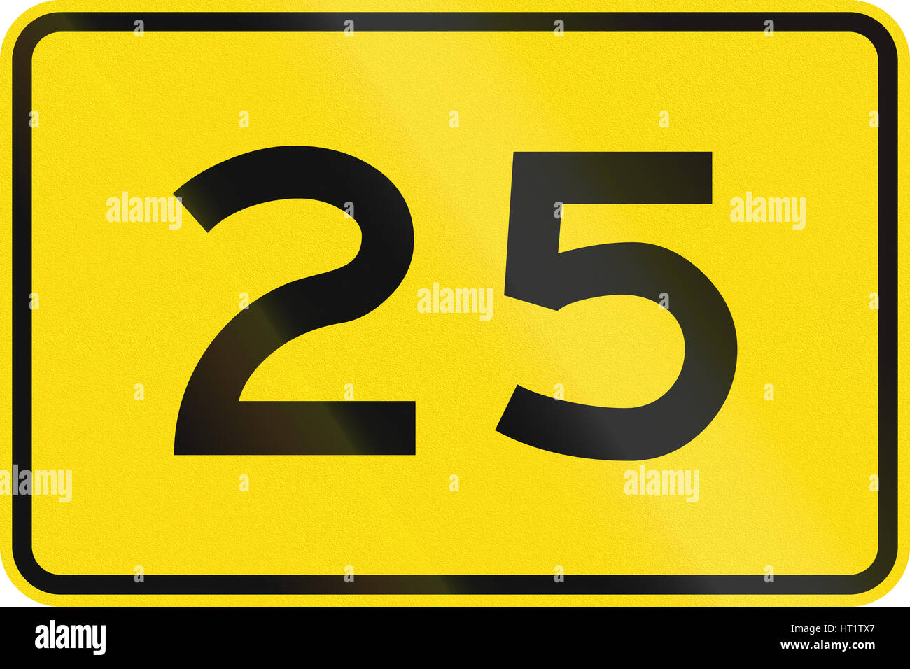 New Zealand road sign - Advisory speed of 25 kmh Stock Photo - Alamy