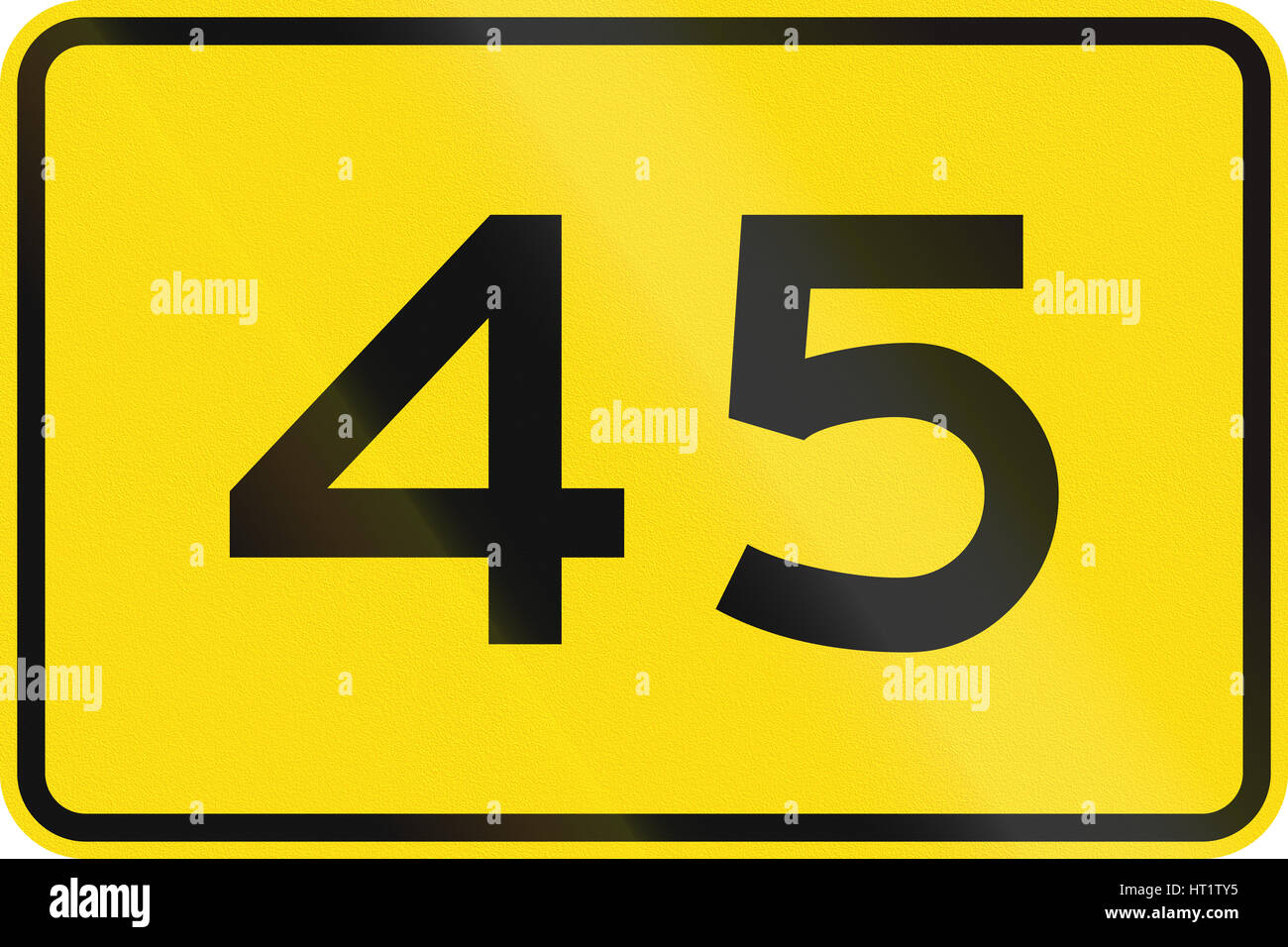 New Zealand road sign - Advisory speed of 45 kmh Stock Photo - Alamy