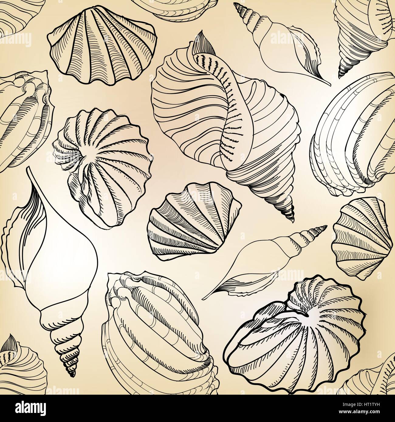 Seashell seamless pattern. Summer holiday marine background. Underwater ...