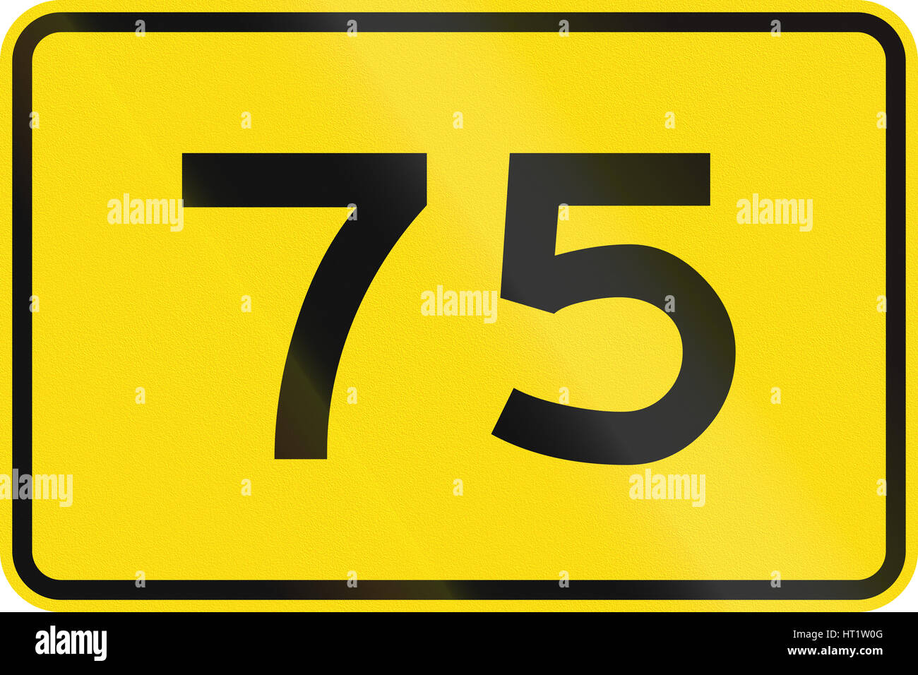 New Zealand road sign - Advisory speed of 75 kmh Stock Photo - Alamy