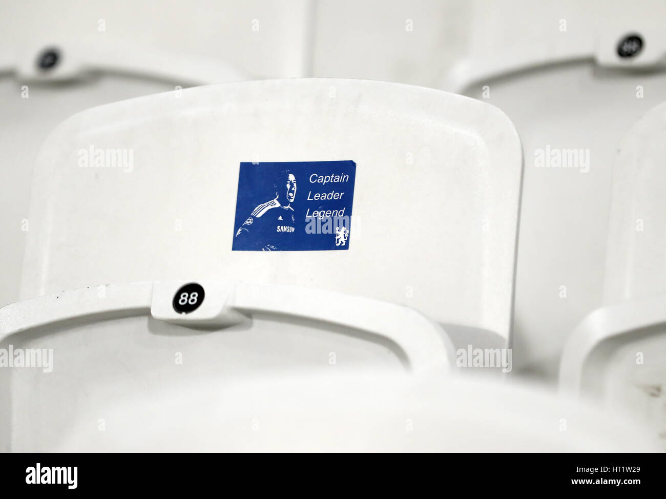 Chelsea fans leave stickers on the seats at the London Stadium ...