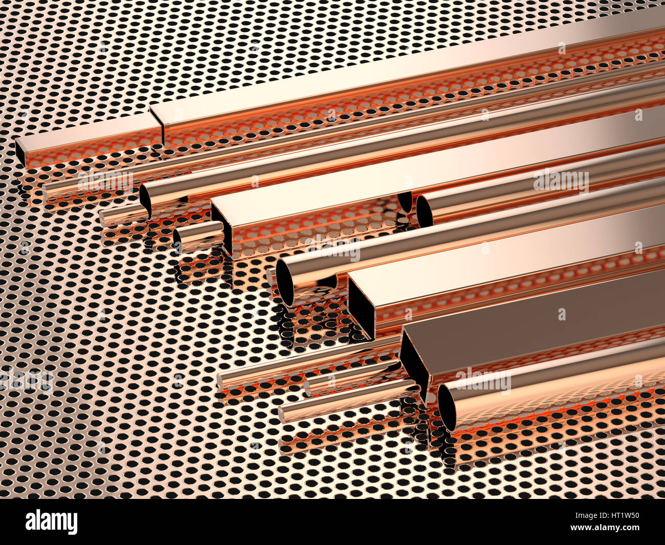 3d rendering circular pipes and square pipes Stock Photo - Alamy