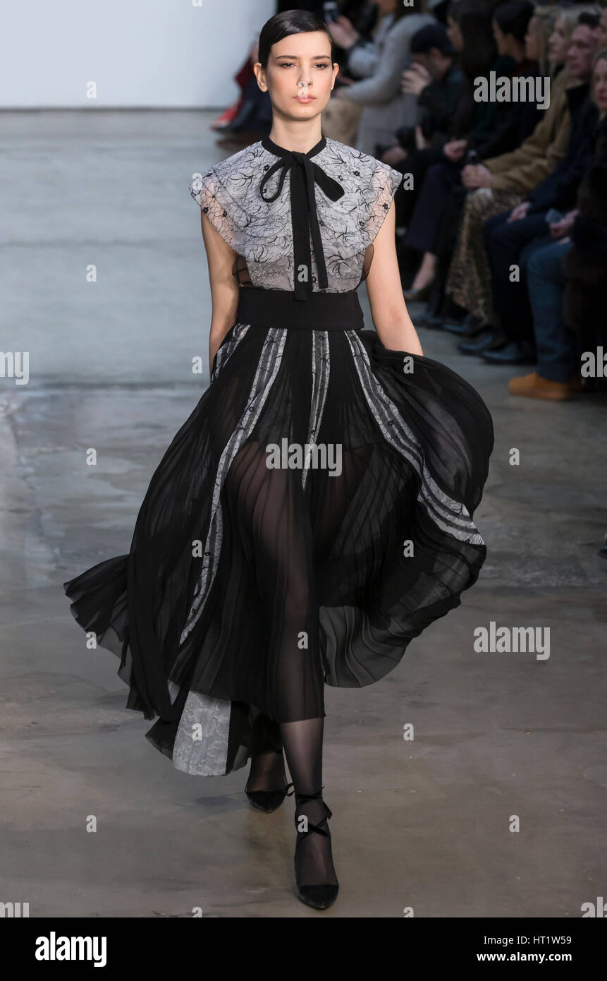 NEW YORK, NY - FEBRUARY 13, 2017: Isabella Ridolfi walks the runway at ...