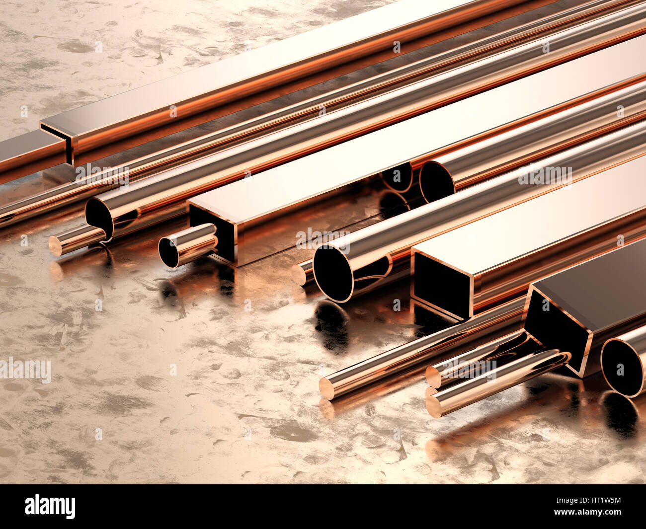 3d rendering circular pipes and square pipes Stock Photo - Alamy