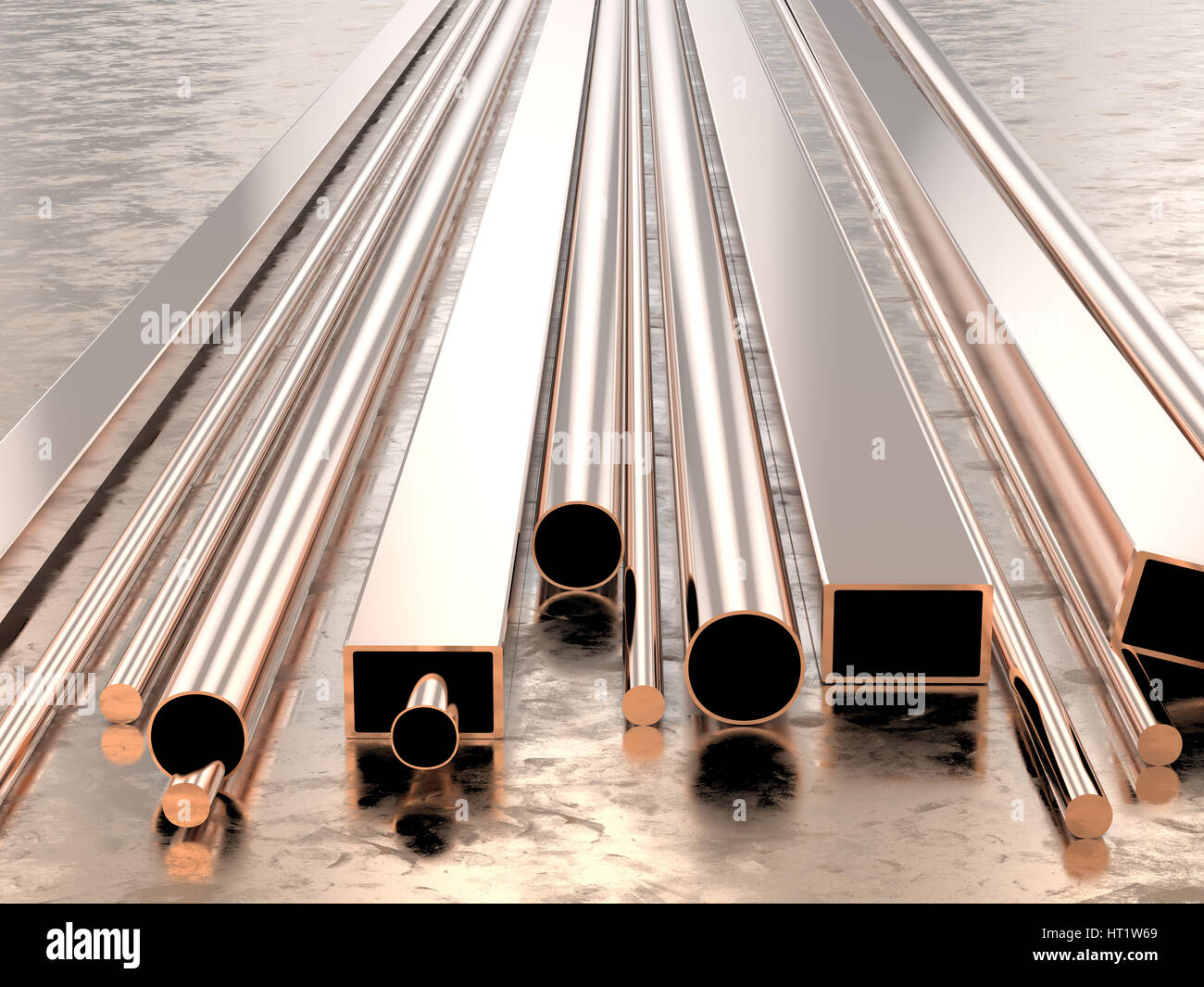 3d rendering circular pipes and square pipes Stock Photo - Alamy