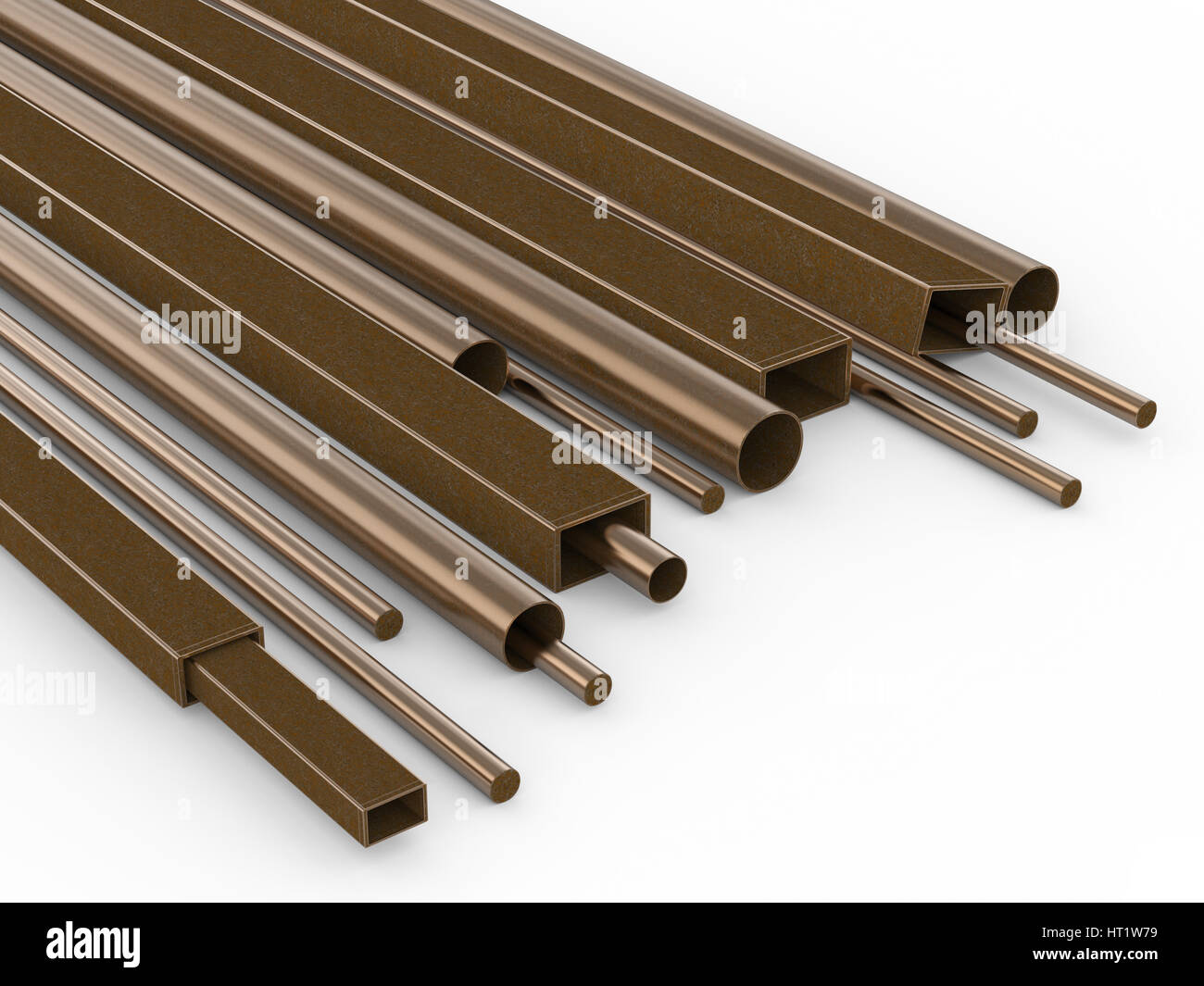 3d rendering circular pipes and square pipes Stock Photo - Alamy