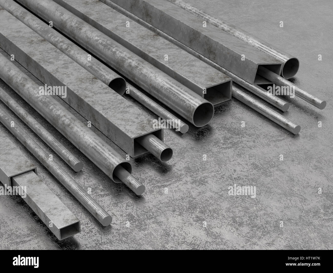 3d rendering circular pipes and square pipes Stock Photo - Alamy
