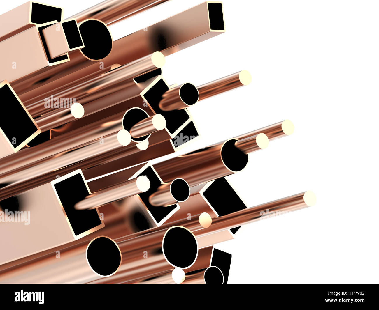 3d rendering circular pipes and square pipes Stock Photo - Alamy