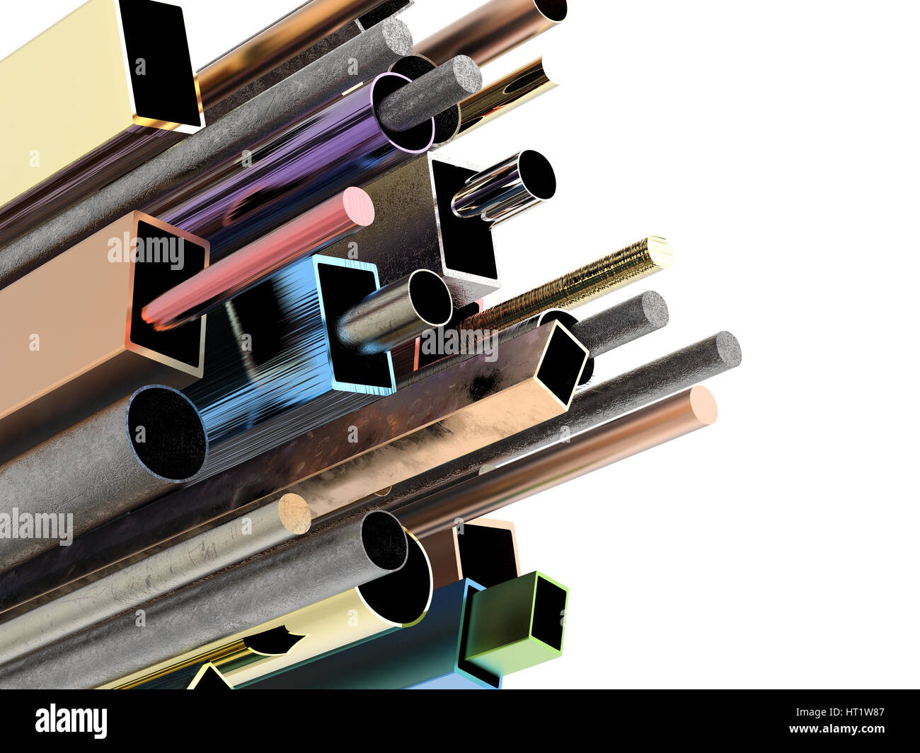 3d rendering colorful pipes in several shapes Stock Photo - Alamy