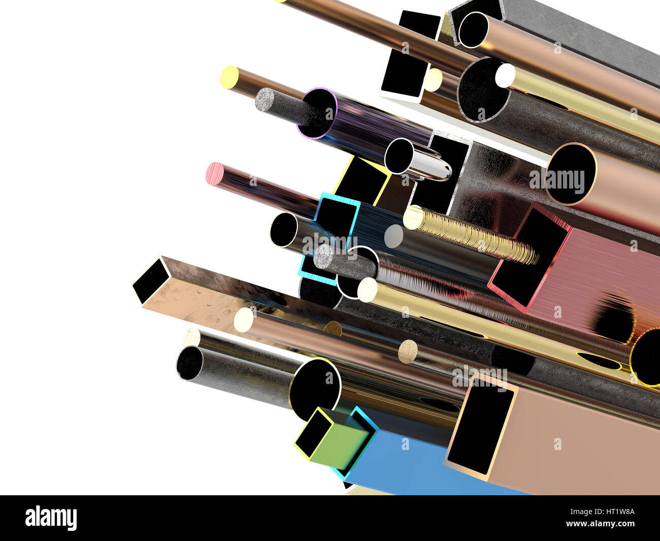 3d rendering colorful pipes in several shapes Stock Photo - Alamy