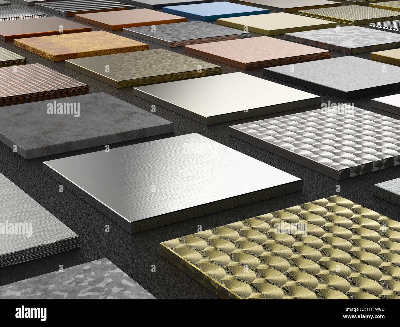 3d rendering metal plates in many pattern Stock Photo - Alamy