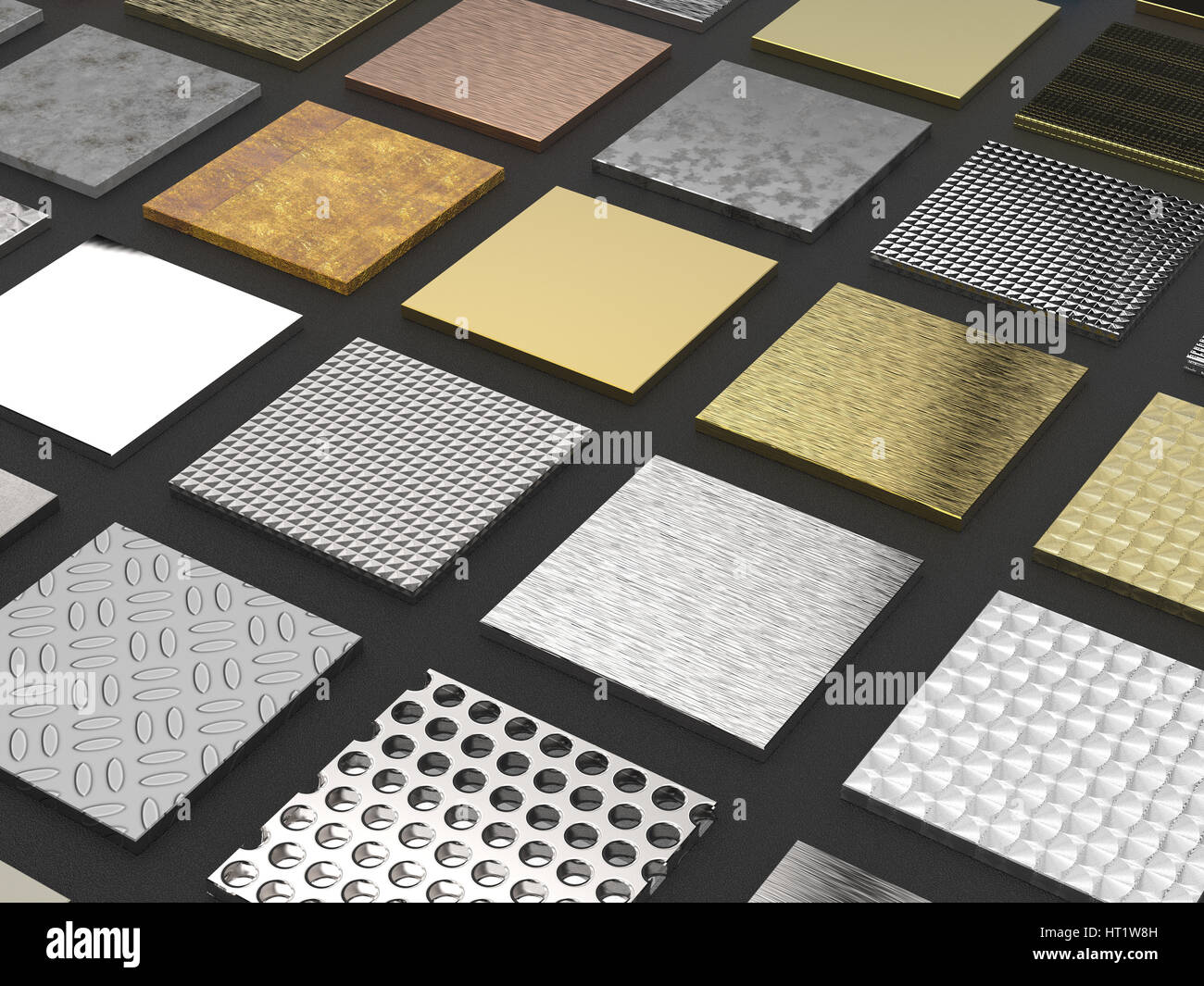 3d rendering metal plates in many pattern Stock Photo - Alamy