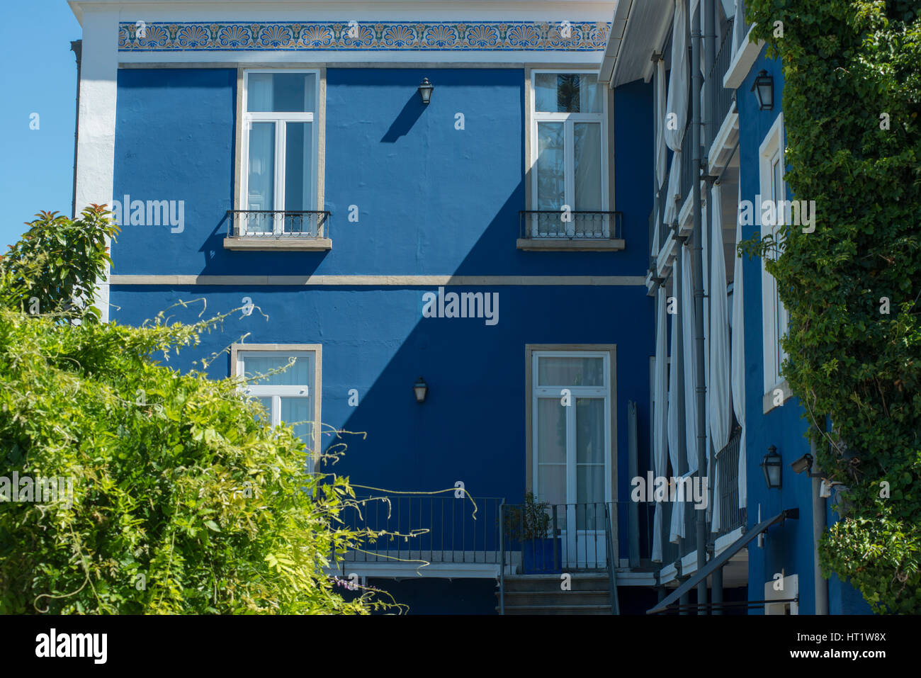 Blue house in central Lisbon, Portugal Stock Photo - Alamy