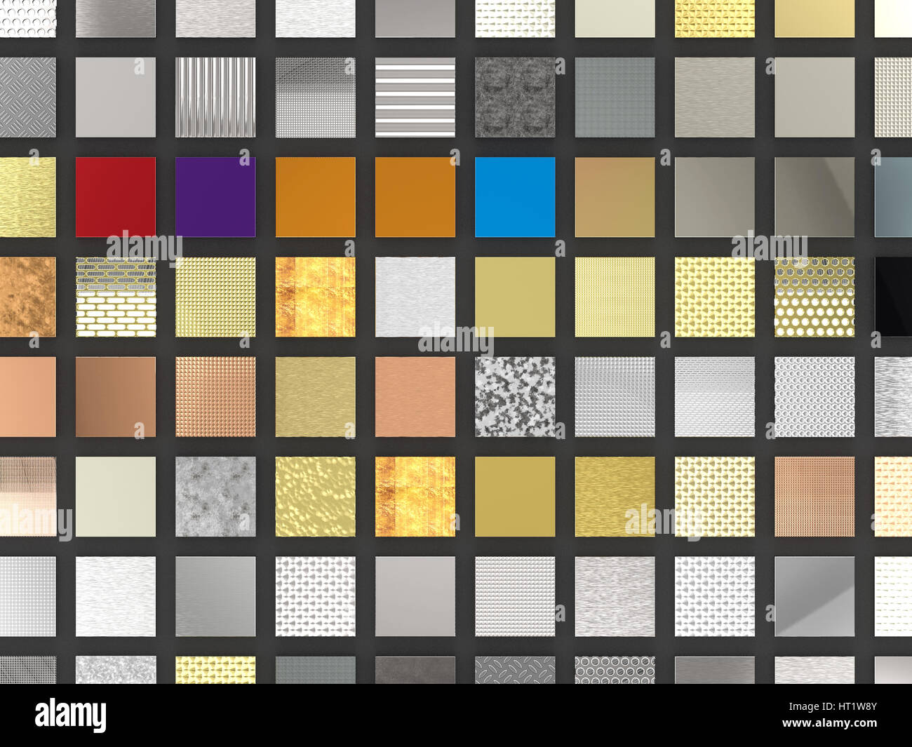 3d rendering metal plates in many pattern Stock Photo - Alamy