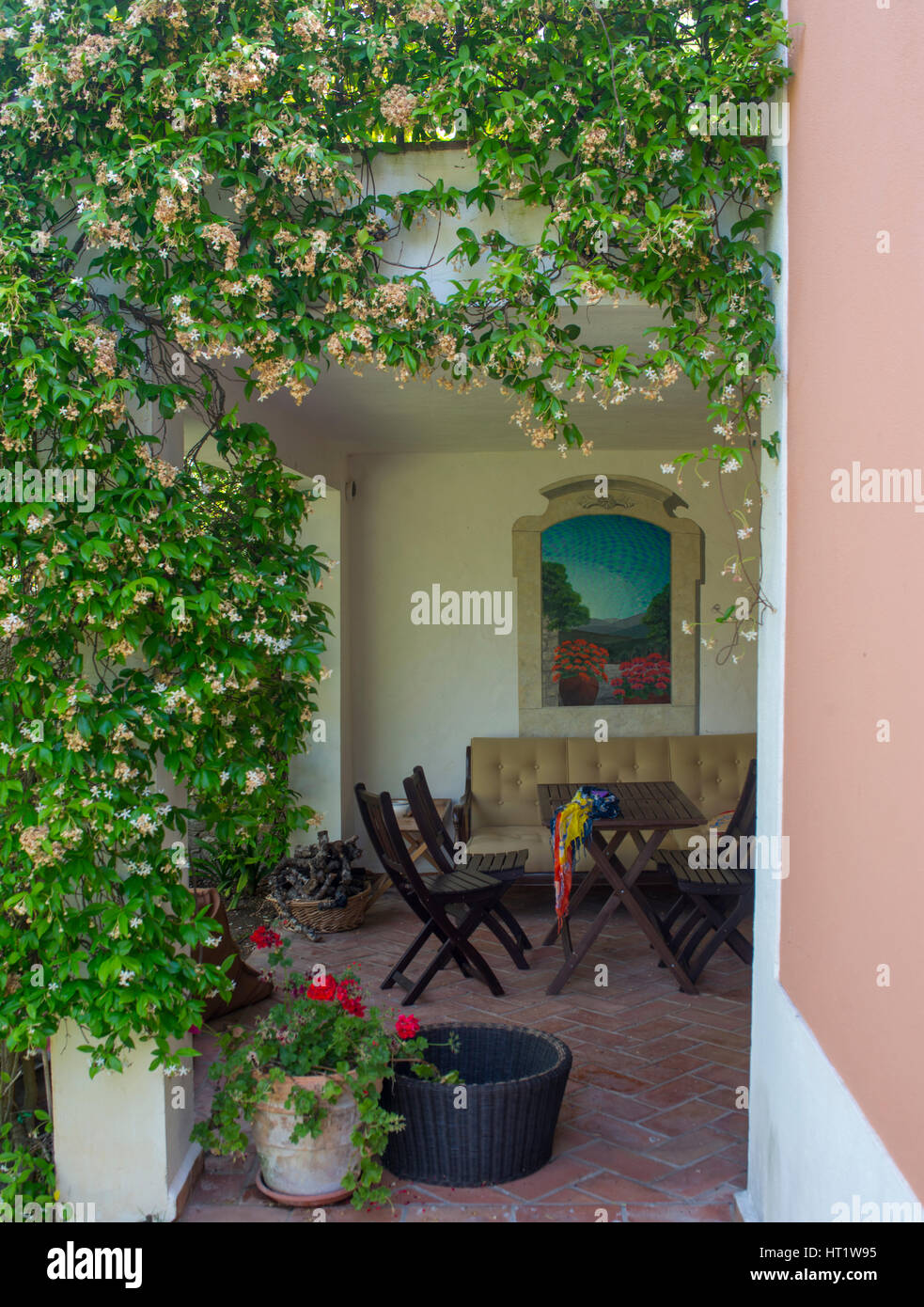 Garden with patio in Algarve, Portugal Stock Photo - Alamy