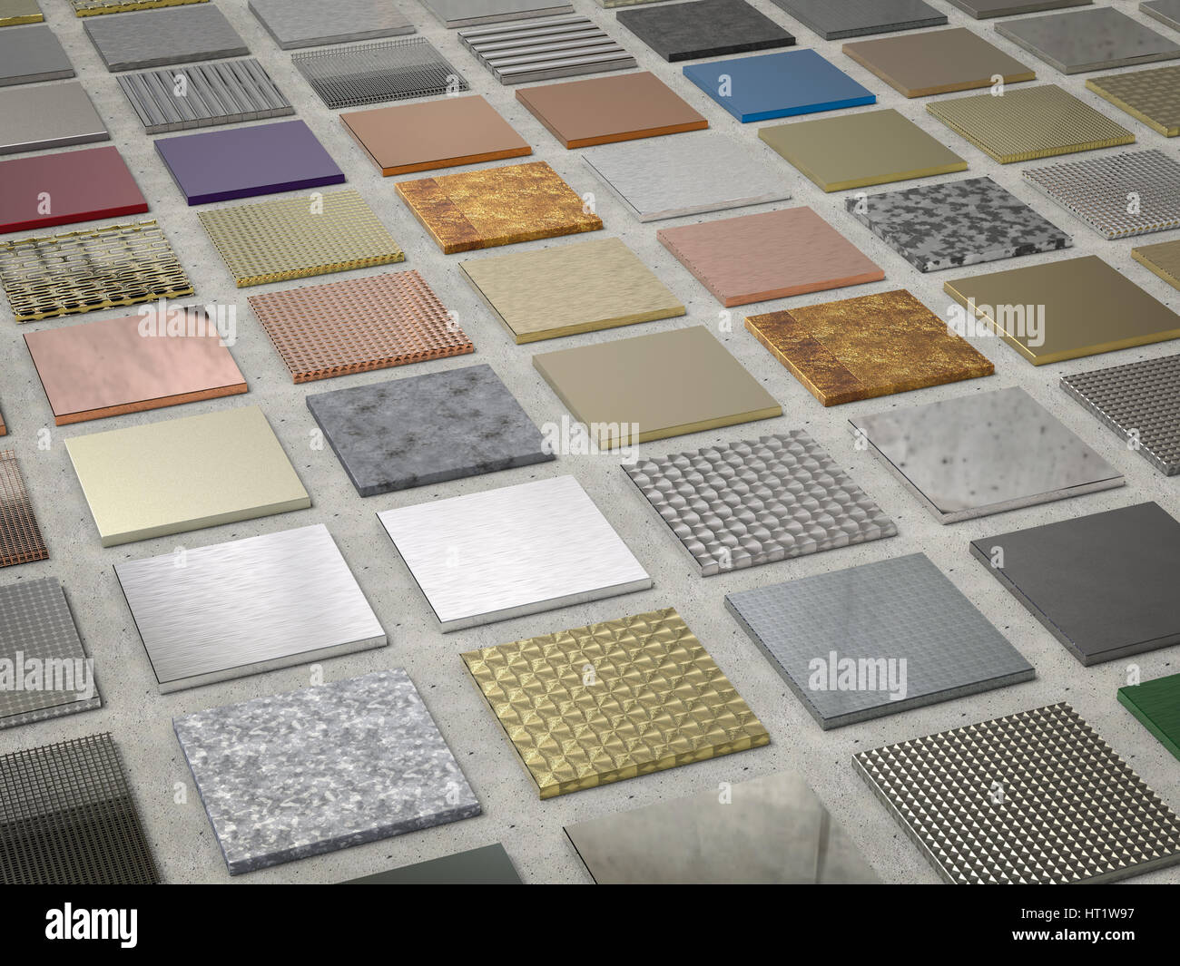 3d rendering metal plates in many pattern Stock Photo - Alamy