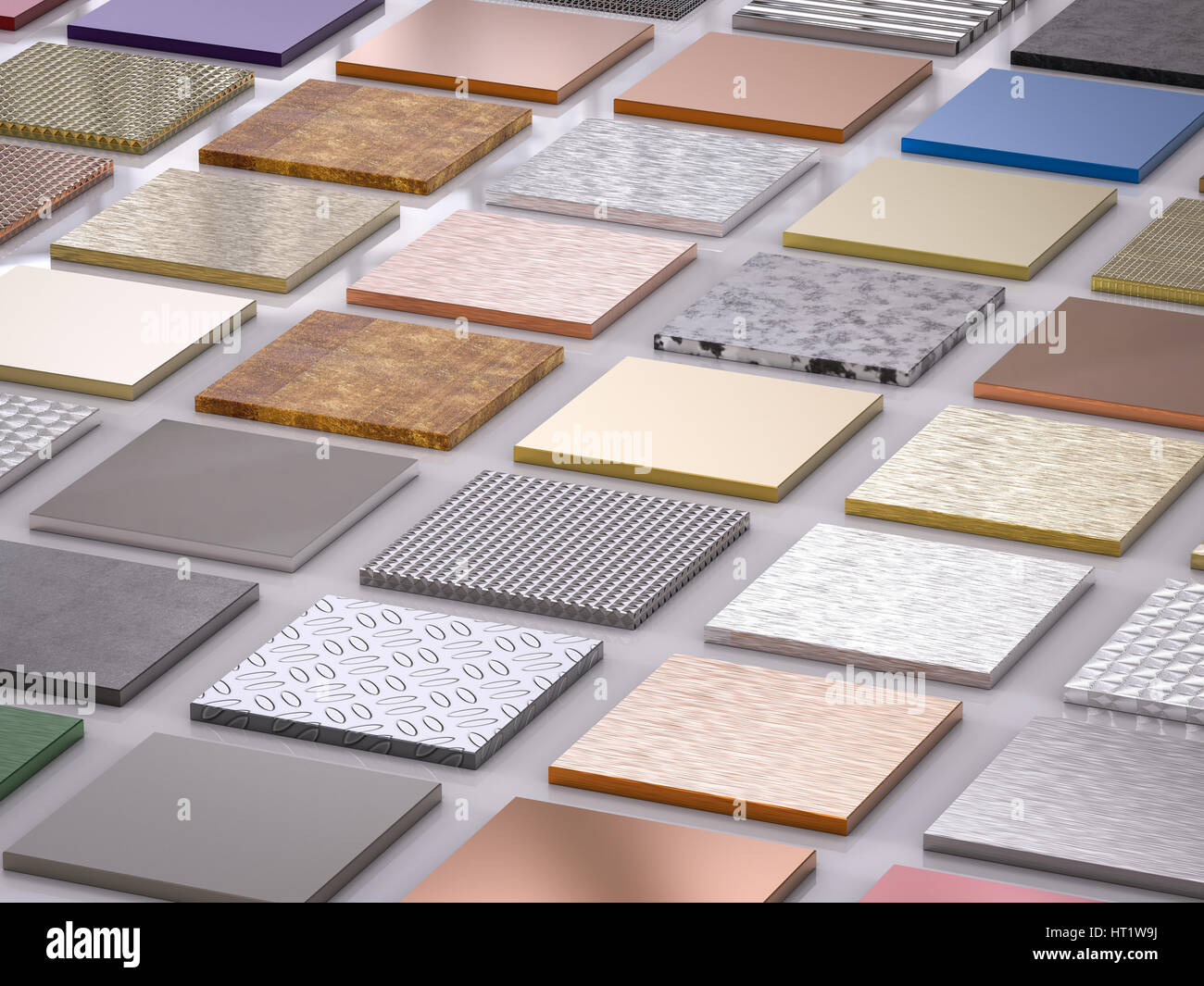 3d rendering metal plates in many pattern Stock Photo - Alamy