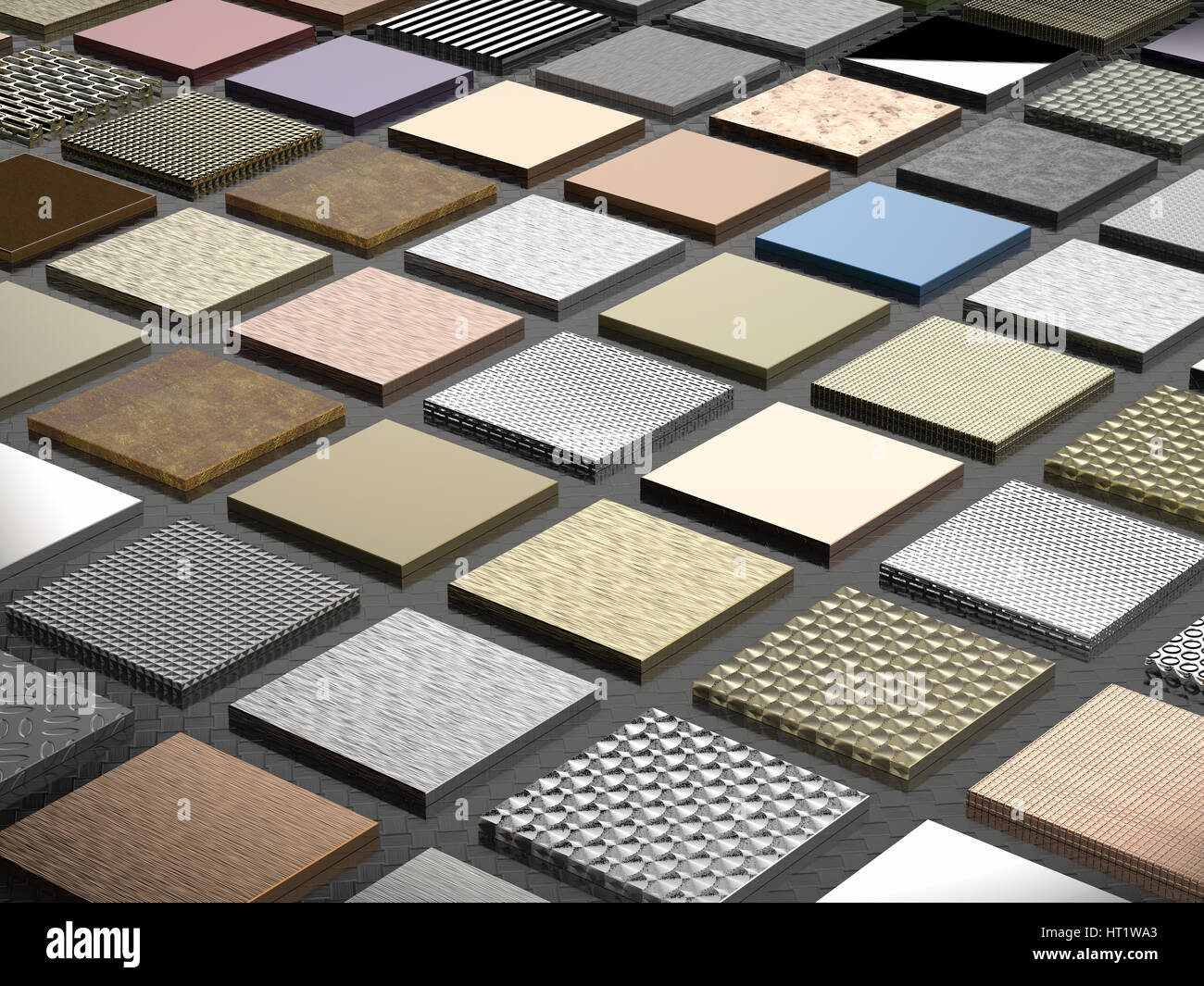 3d rendering metal plates in many pattern Stock Photo - Alamy