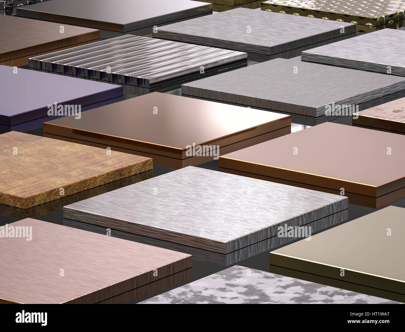 3d rendering metal plates in many pattern Stock Photo - Alamy