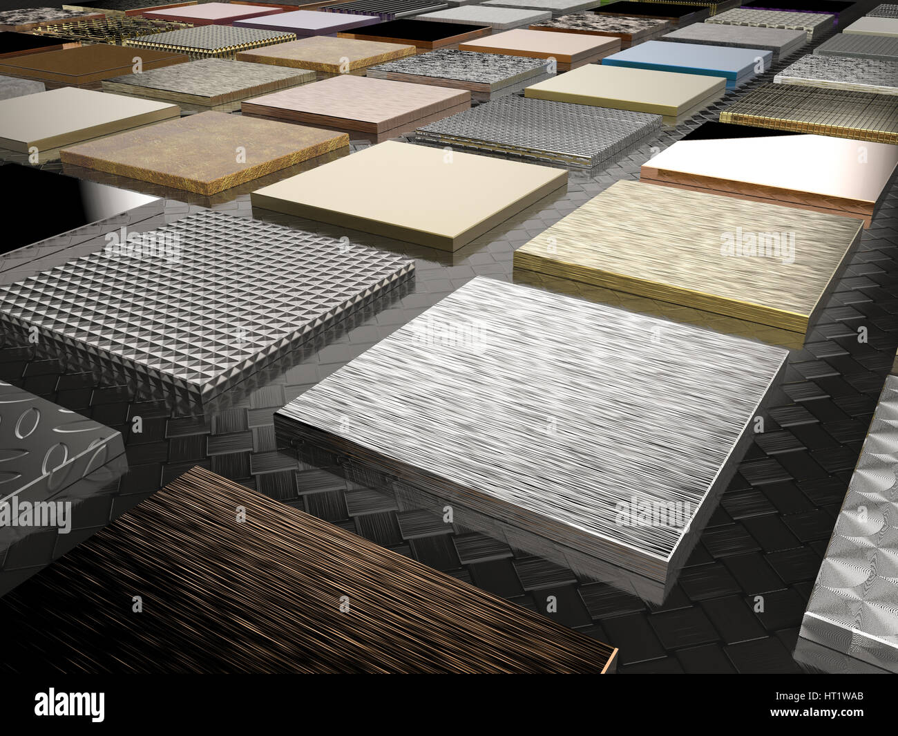 3d rendering metal plates in many pattern Stock Photo - Alamy
