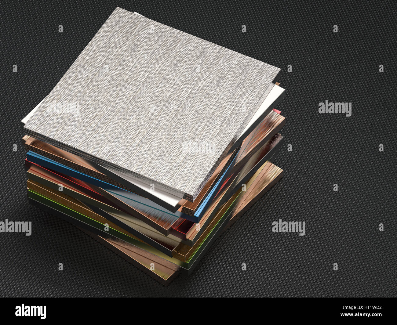 3d rendering stack of metal plates Stock Photo - Alamy