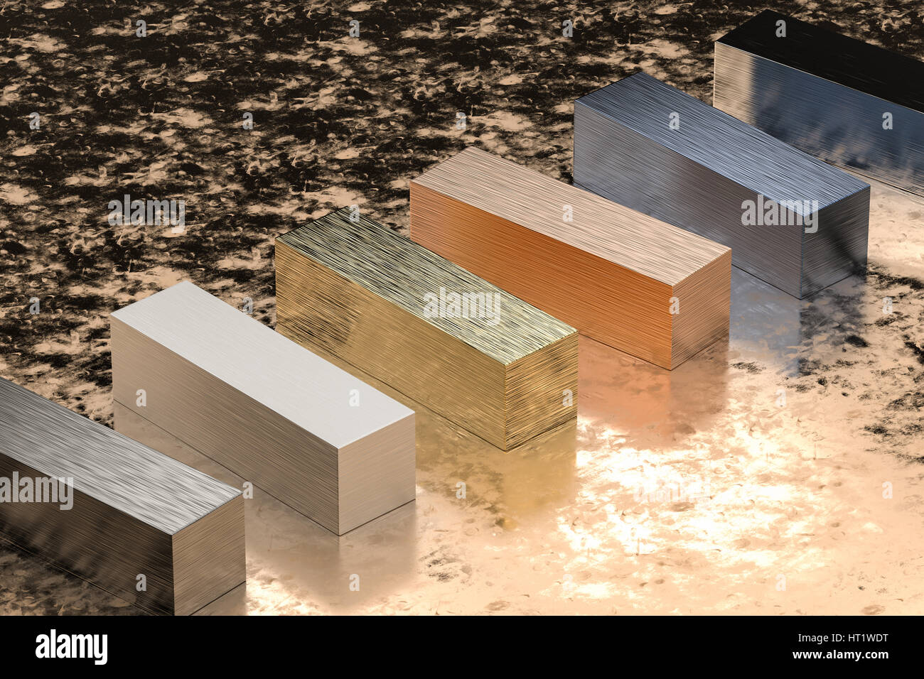 3d rendering metal blocks in multicolored and pattern Stock Photo - Alamy
